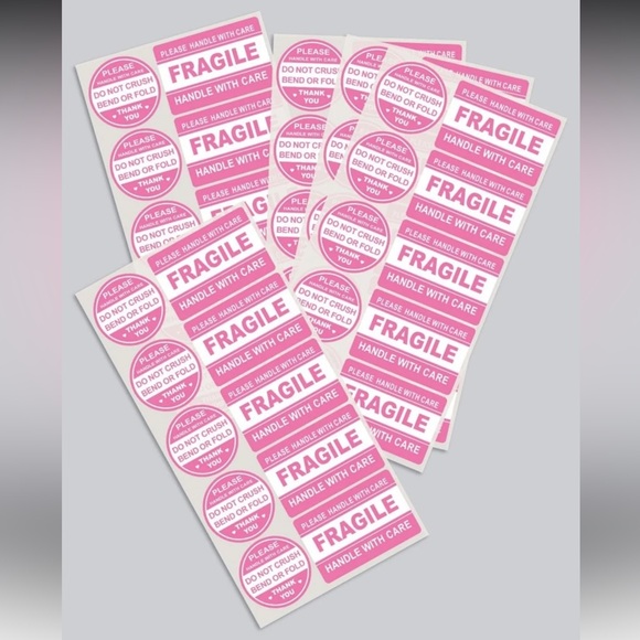 Shipping depot | Office | 0 2inch White Pink Fragile Sticker | Poshmark